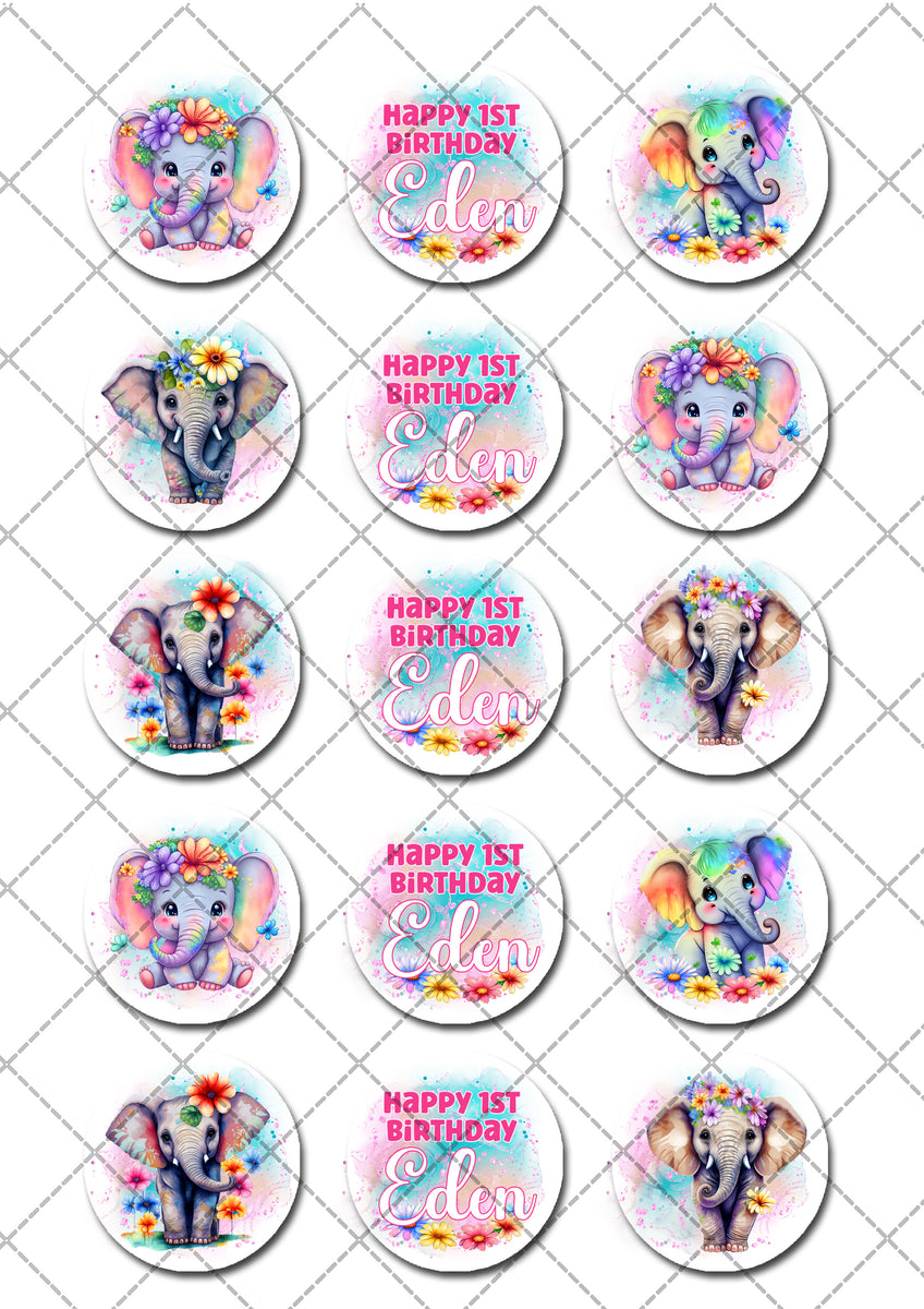 Elephant Edible Icing Image Cupcake or Cookies toppers in Mandurah ...