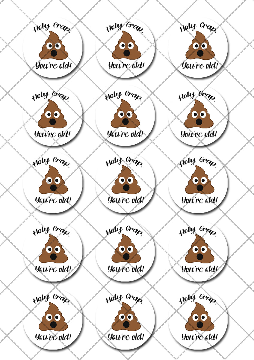 Holy Crap Poop Emoji Edible Icing Cupcake Toppers and Cookie Toppers in ...