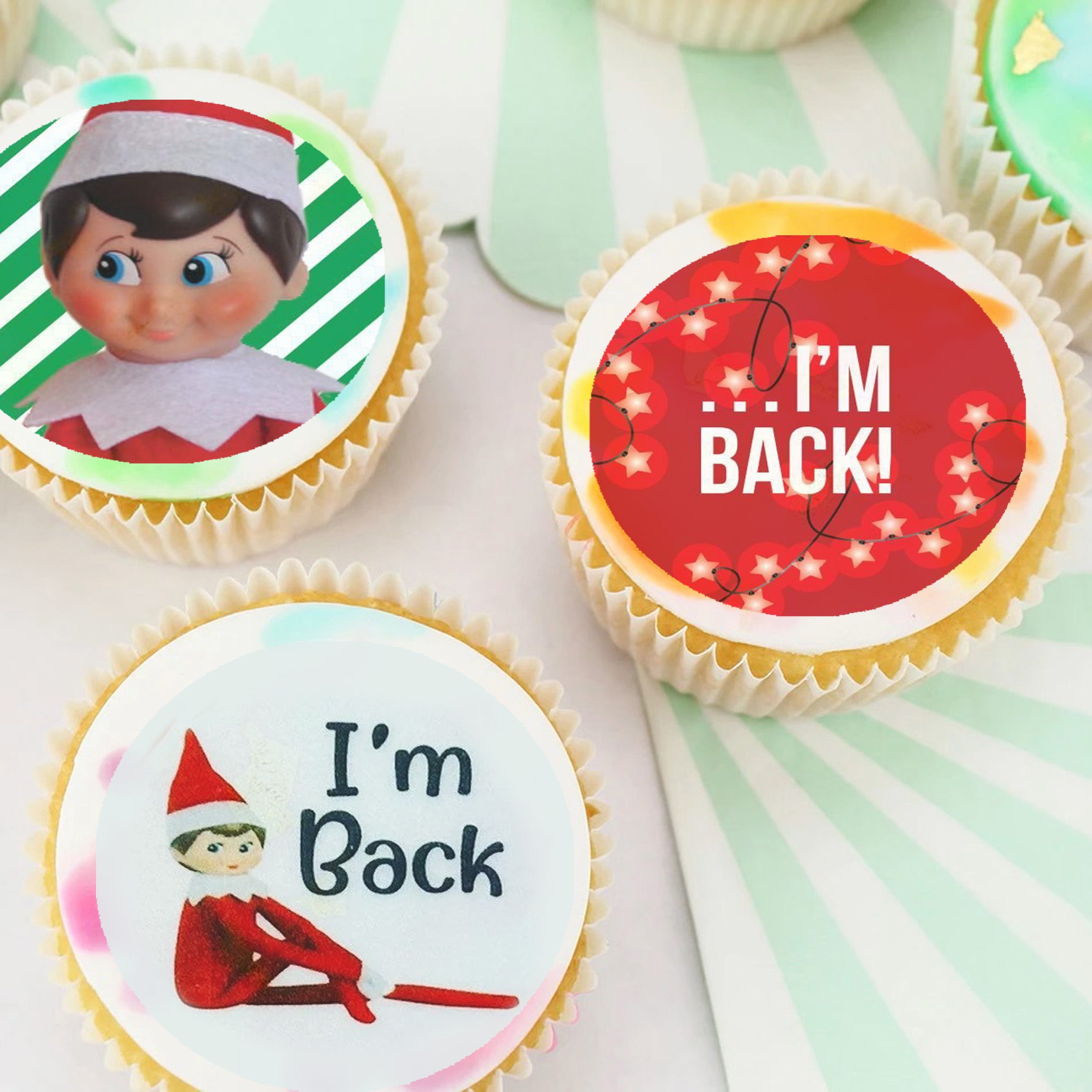 Christmas Elf on the Shelf Pre-cut Edible Cupcake or Cookie Toppers ...