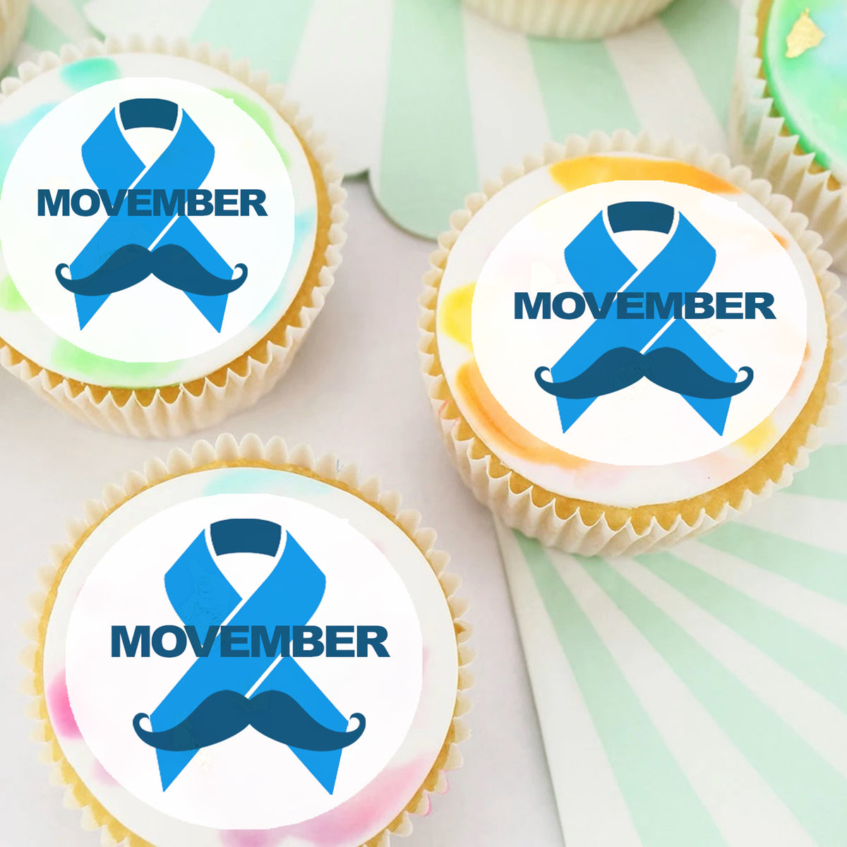 Movember Pre-cut Edible Icing Cupcake or Cookie Toppers – Deezee Designs