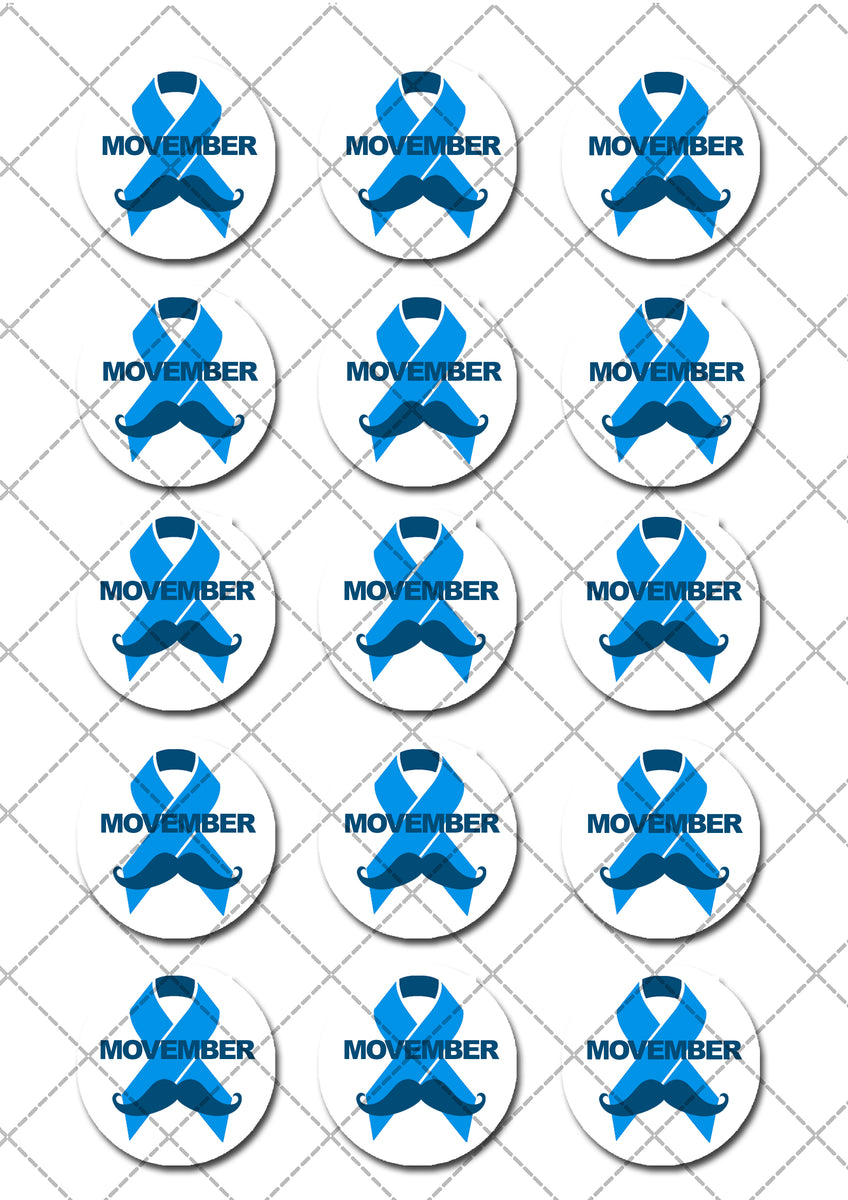Movember Pre-cut Edible Icing Cupcake or Cookie Toppers – Deezee Designs