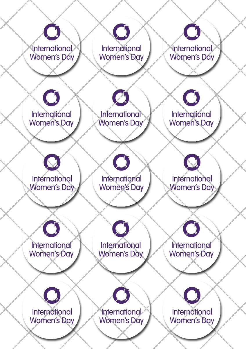 IWD International Women's Day Pre-cut Edible Icing Cupcake or Cookie T ...