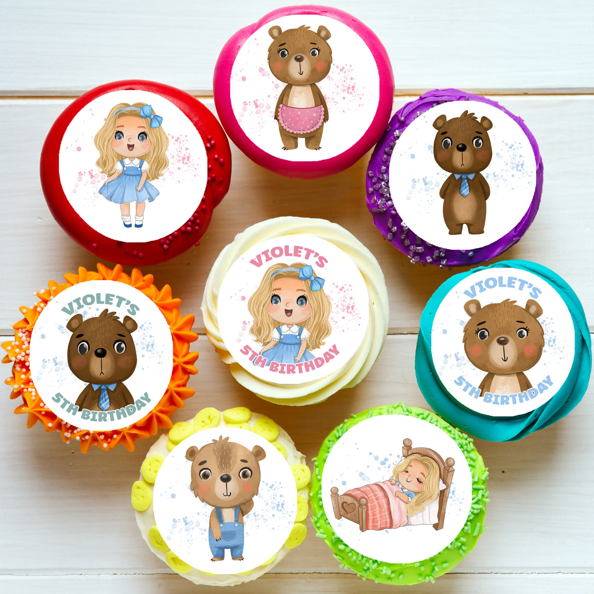 Alice in Wonderland Inspired Edible Icing Cupcake Toppers and Cookie ...