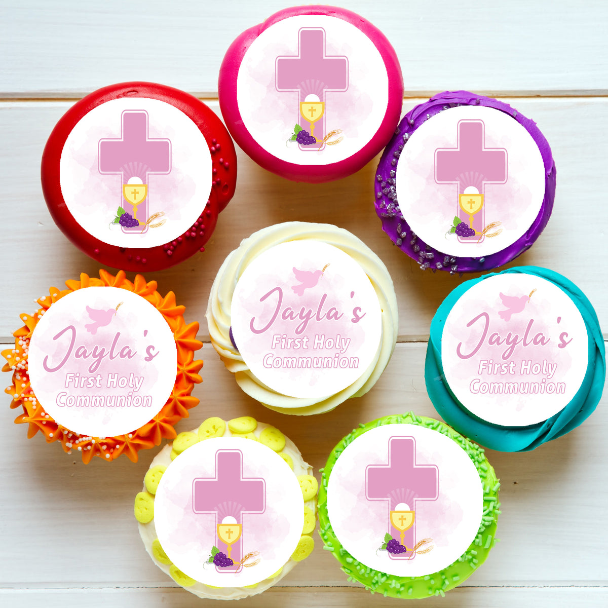 First Holy Communion Pre-cut Edible Cupcake or Cookie Toppers – Deezee ...