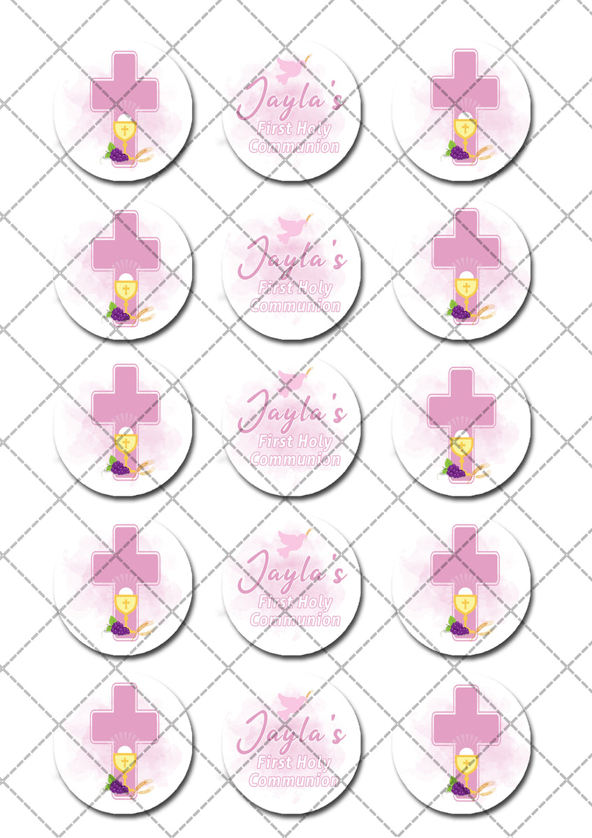 First Holy Communion Pre-cut Edible Cupcake or Cookie Toppers – Deezee ...