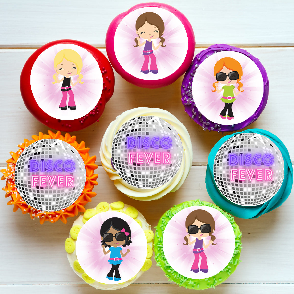 Disco Fever Dance Pre-cut Edible Cupcake or Cookie Toppers – Deezee Designs