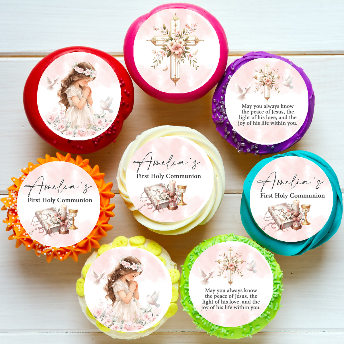 First Holy Communion Pre-cut Edible Cupcake or Cookie Toppers – Deezee ...