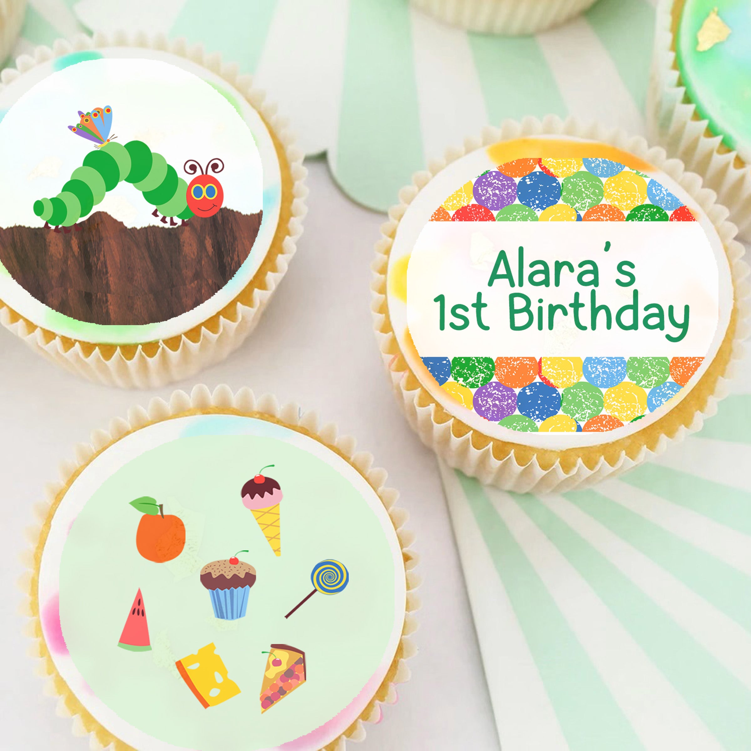 Hungry Caterpillar Pre-cut Edible Cupcake or Cookie Toppers – Deezee ...