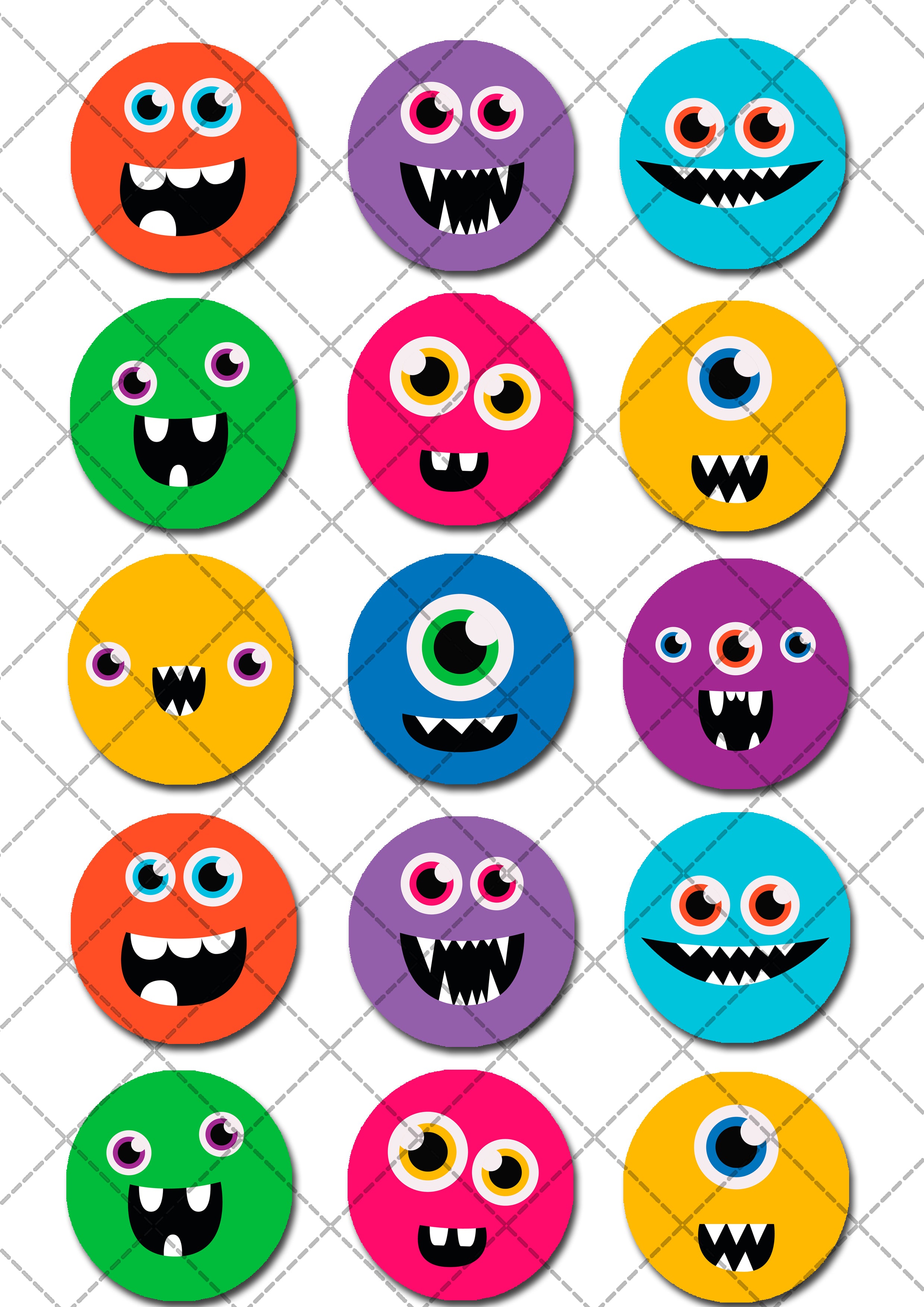 Monsters Pre-cut Edible Icing Cupcake or Cookie Toppers – Deezee Designs