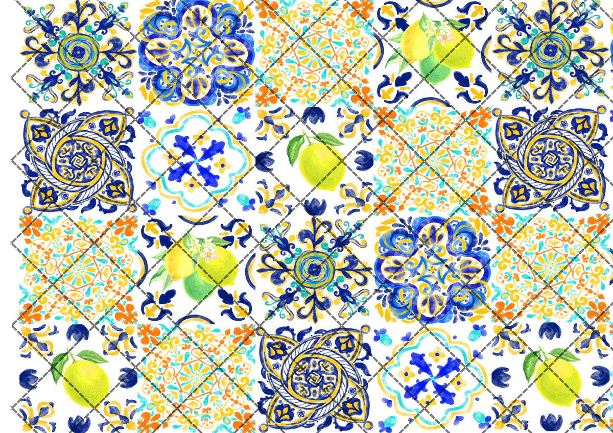 Amalfi Blue Tile Pattern Edible Icing Cake Wrap – Deezee Designs