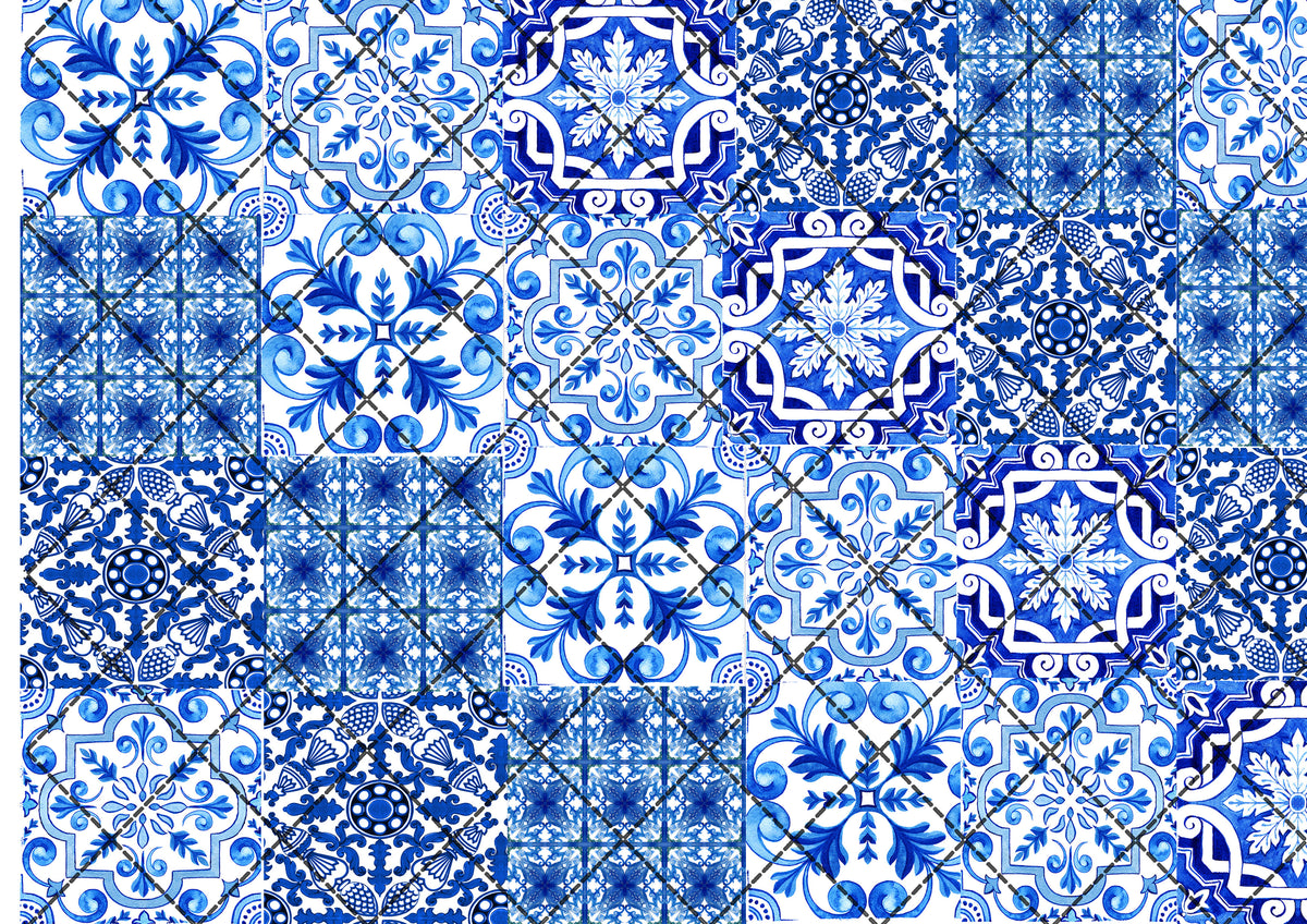 Amalfi Blue Tile Pattern Edible Icing Cake Wrap – Deezee Designs