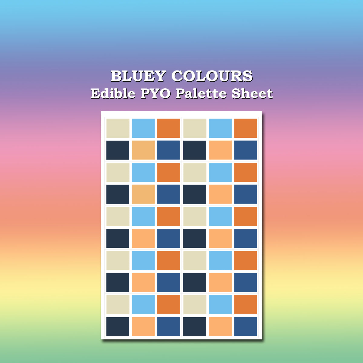 Paint Your Own PYO Edible Bluey Themed Palettes for Cookies - Sheet of ...