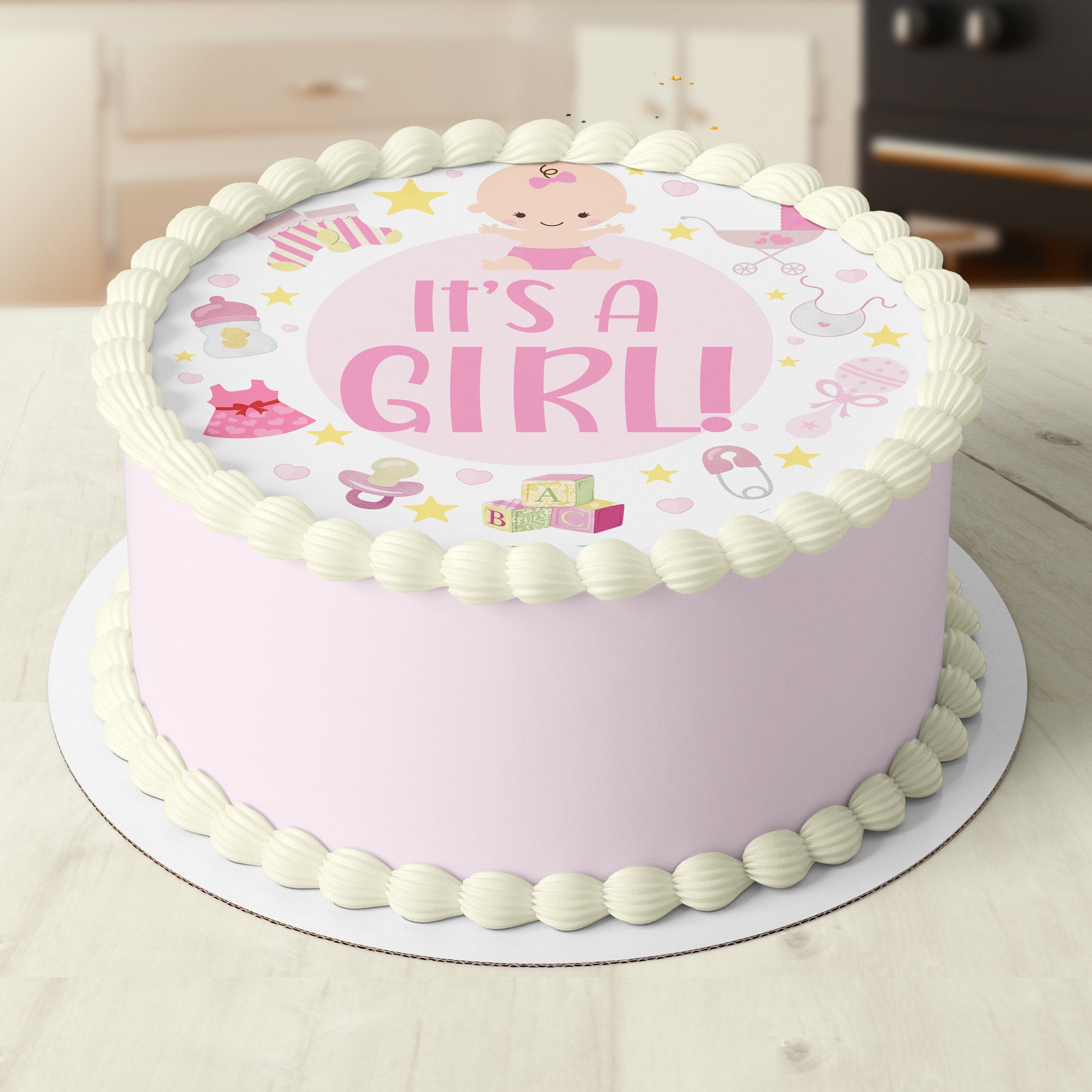 Baby Girl Round Edible Cake Topper – Deezee Designs