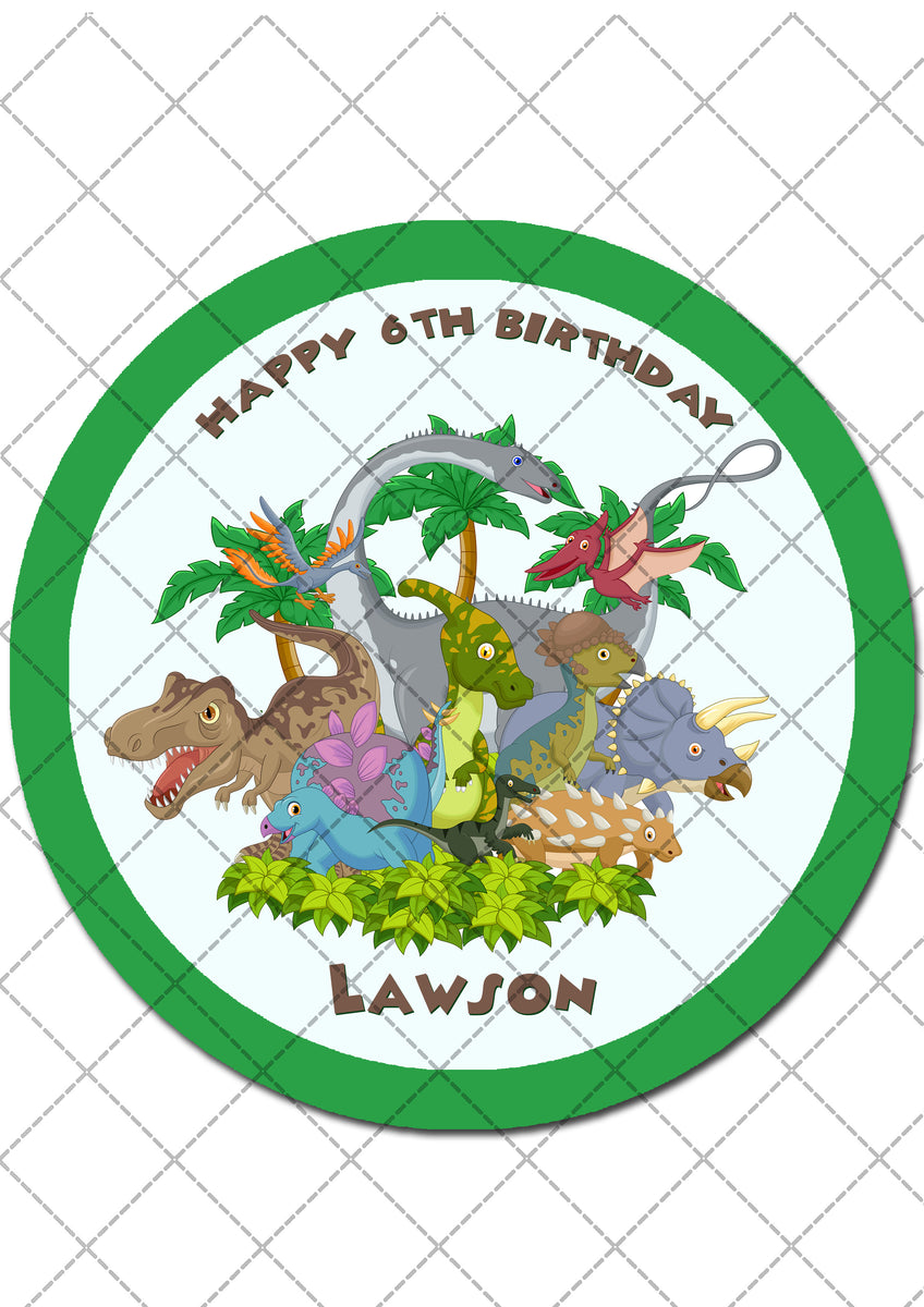 Dinosaurs Pre-cut Round Edible Cake Topper – Deezee Designs
