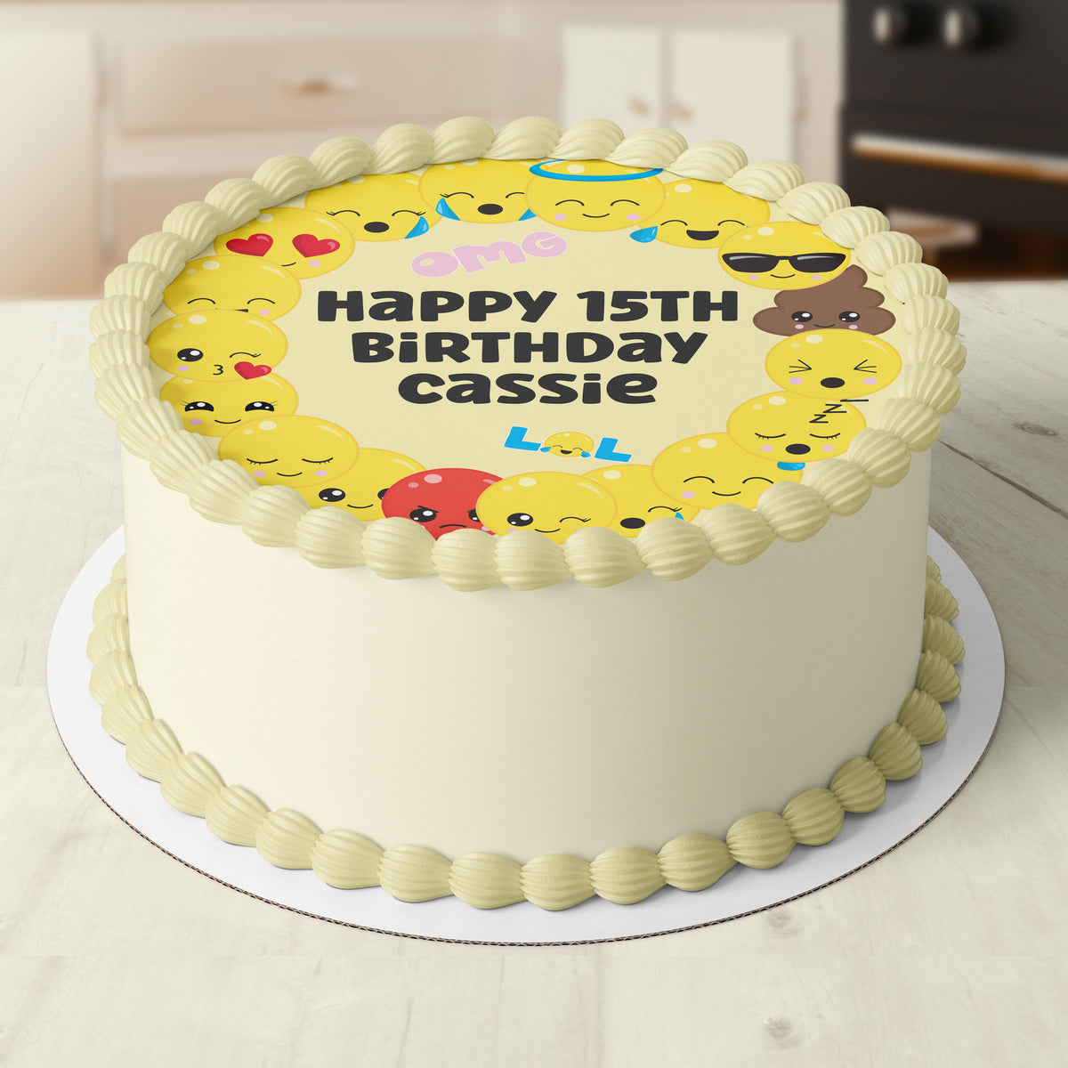 Emoji Themed Round Edible Cake Topper – Deezee Designs