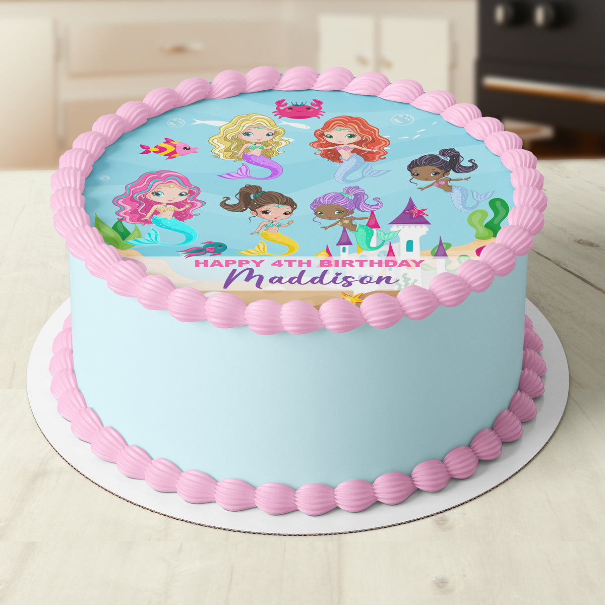 Mermaid Under the Sea Pre-cut Round Edible Icing Cake Topper – Deezee ...