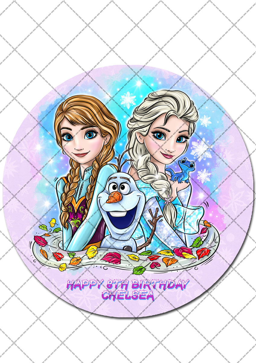 Frozen Anna Elsa Pre-cut Round Edible Cake Toppers in Mandurah and ...