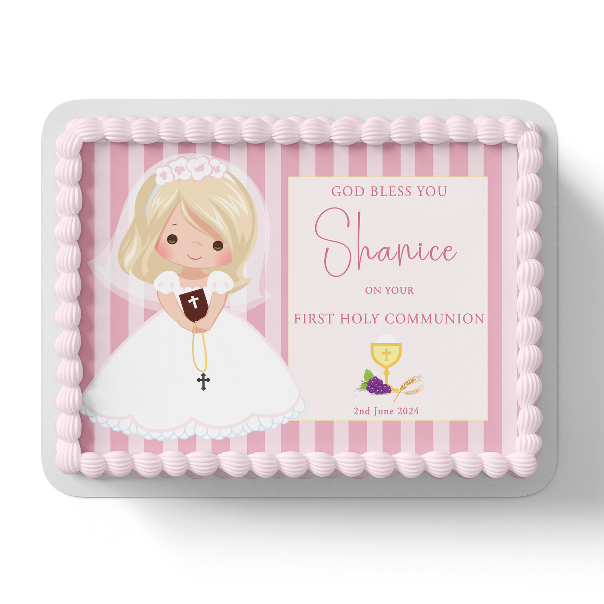 First Holy Communion Rectangle Edible Cake Topper – Deezee Designs