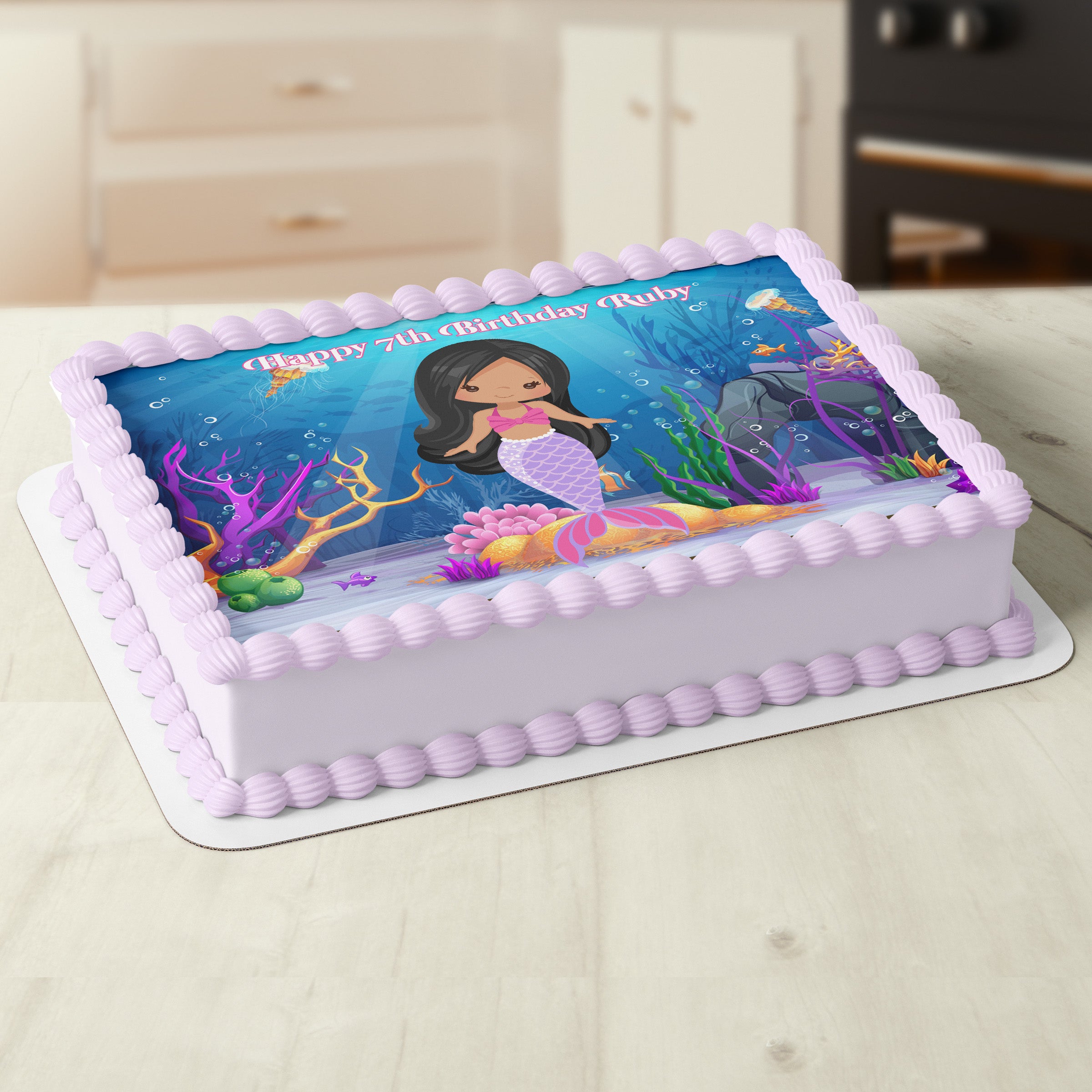 Mermaid Under The Sea Edible Icing Cake Topper – Deezee Designs
