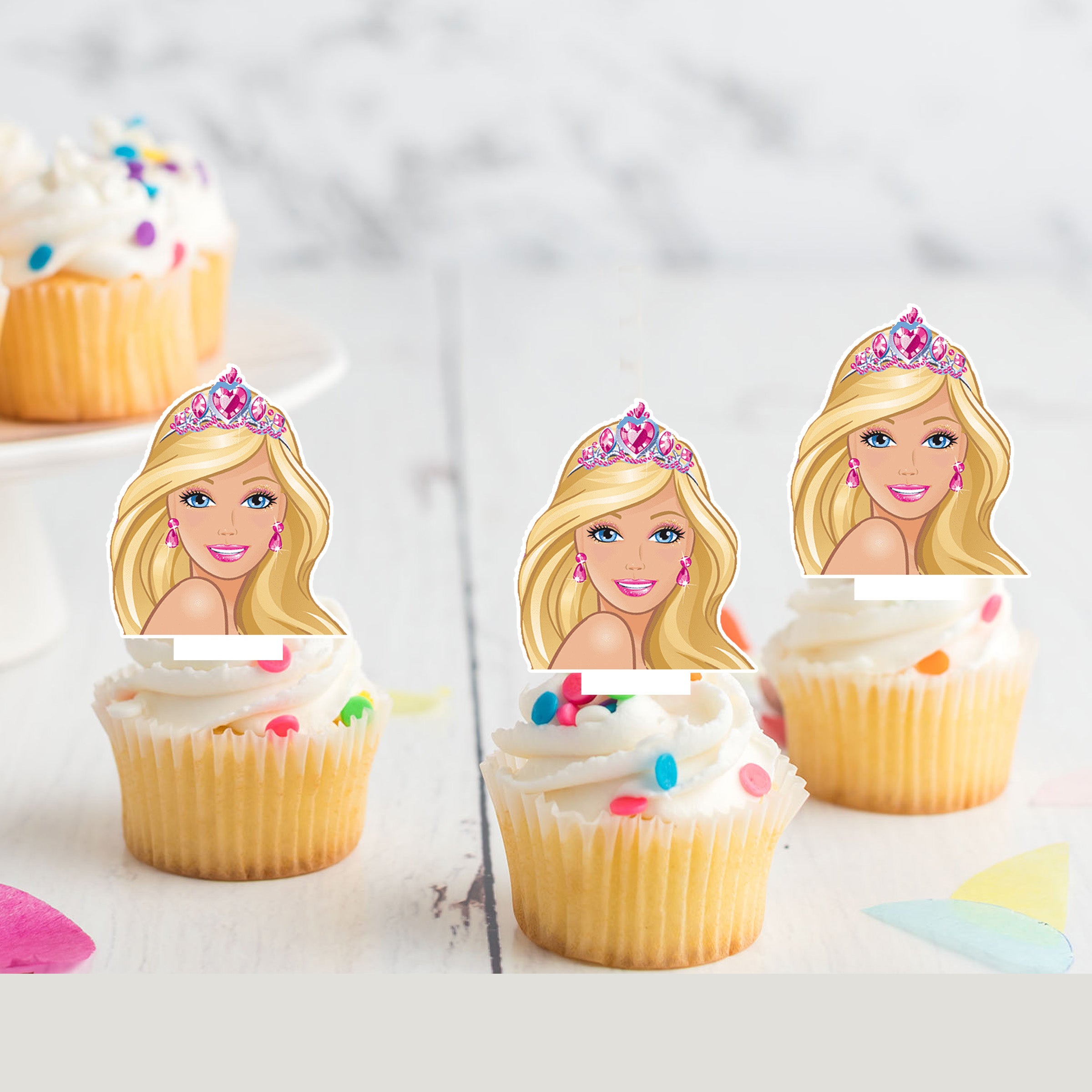 Barbie Pre-cut Edible Stand Up Wafer Card Cupcake Toppers – Deezee Designs