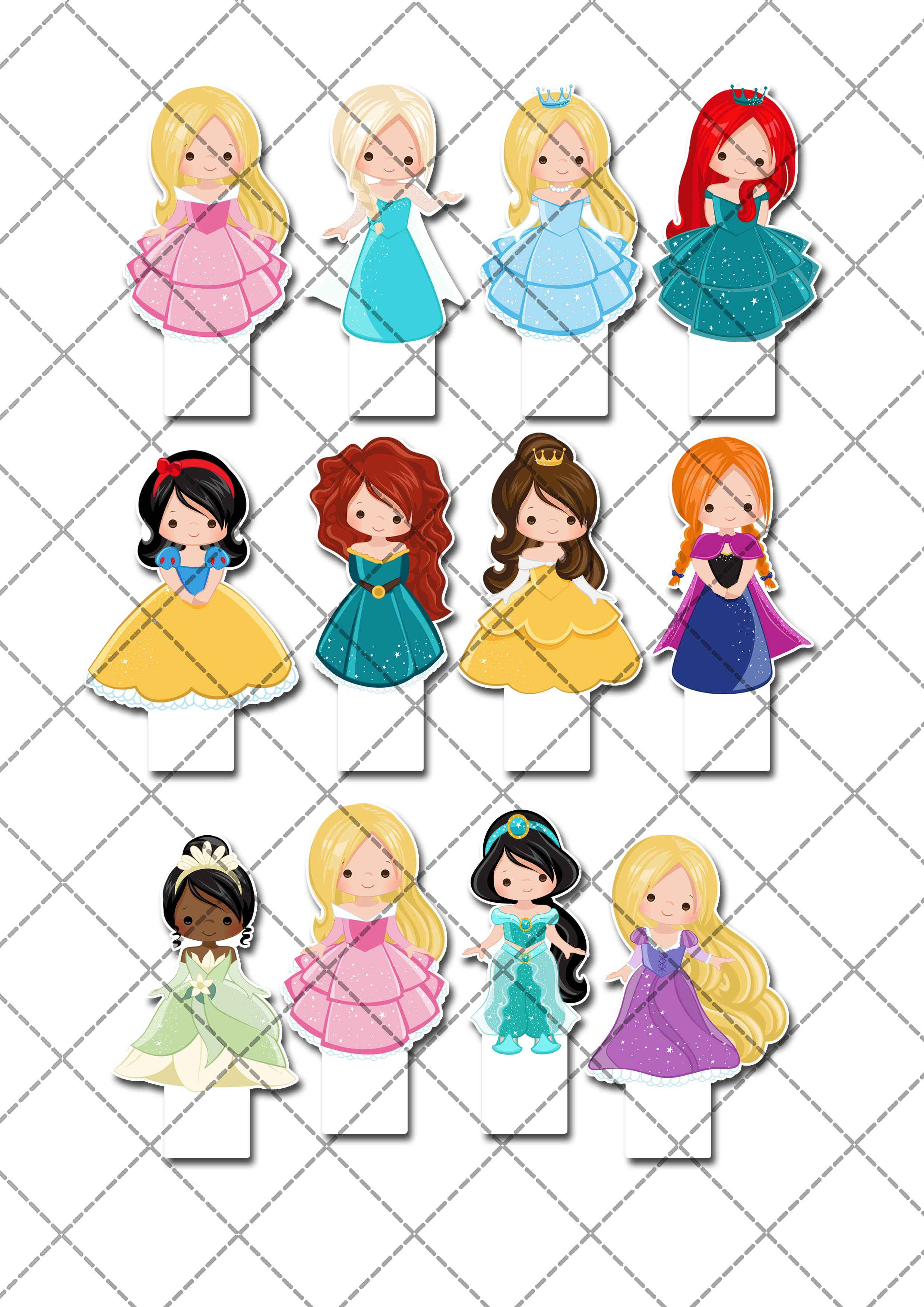 Disney Princess Inspired Pre-cut Edible Stand-Up Wafer Card Cupcake To ...