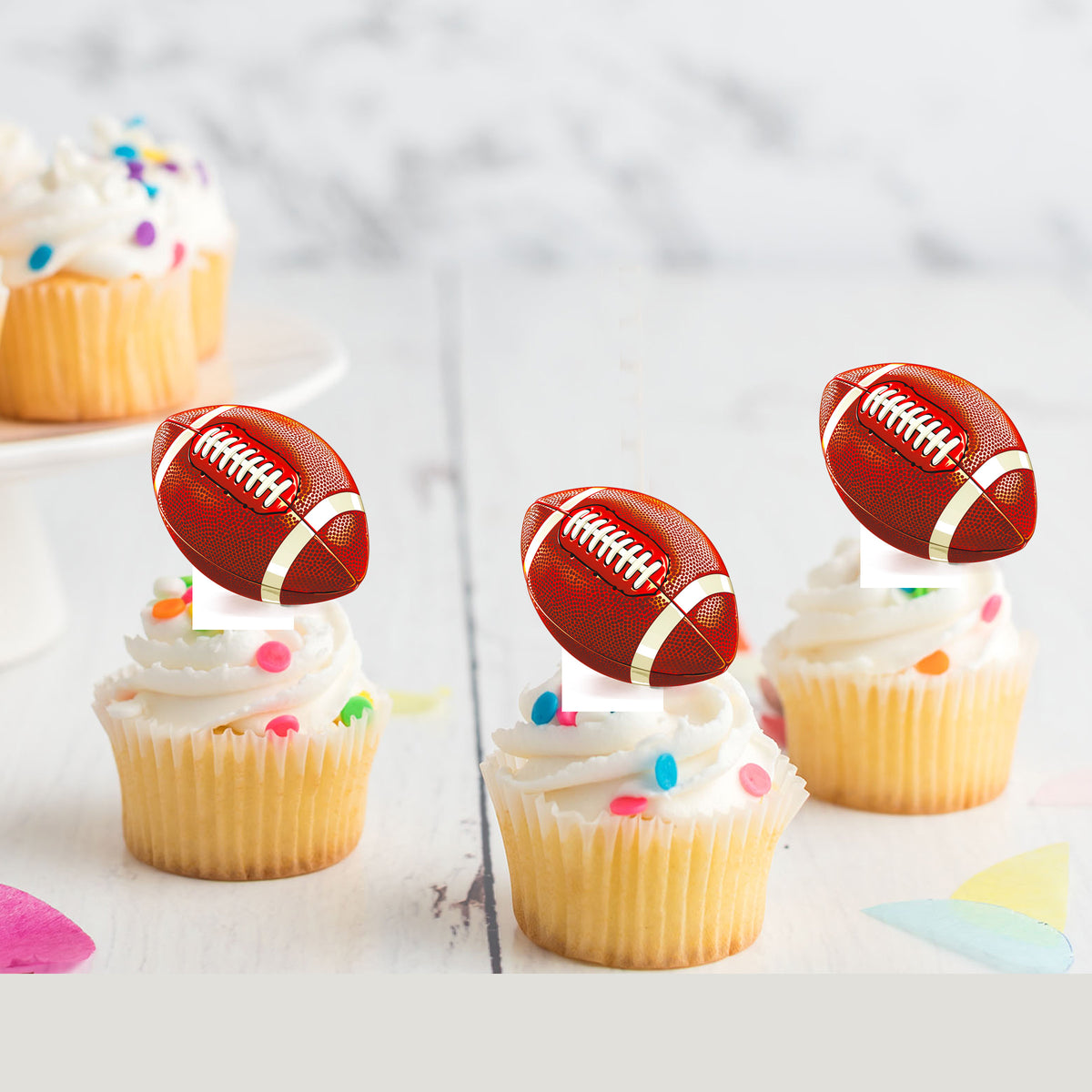 Rugby Football Sports Pre-cut Edible Stand Up Wafer Card Cupcake Toppe ...