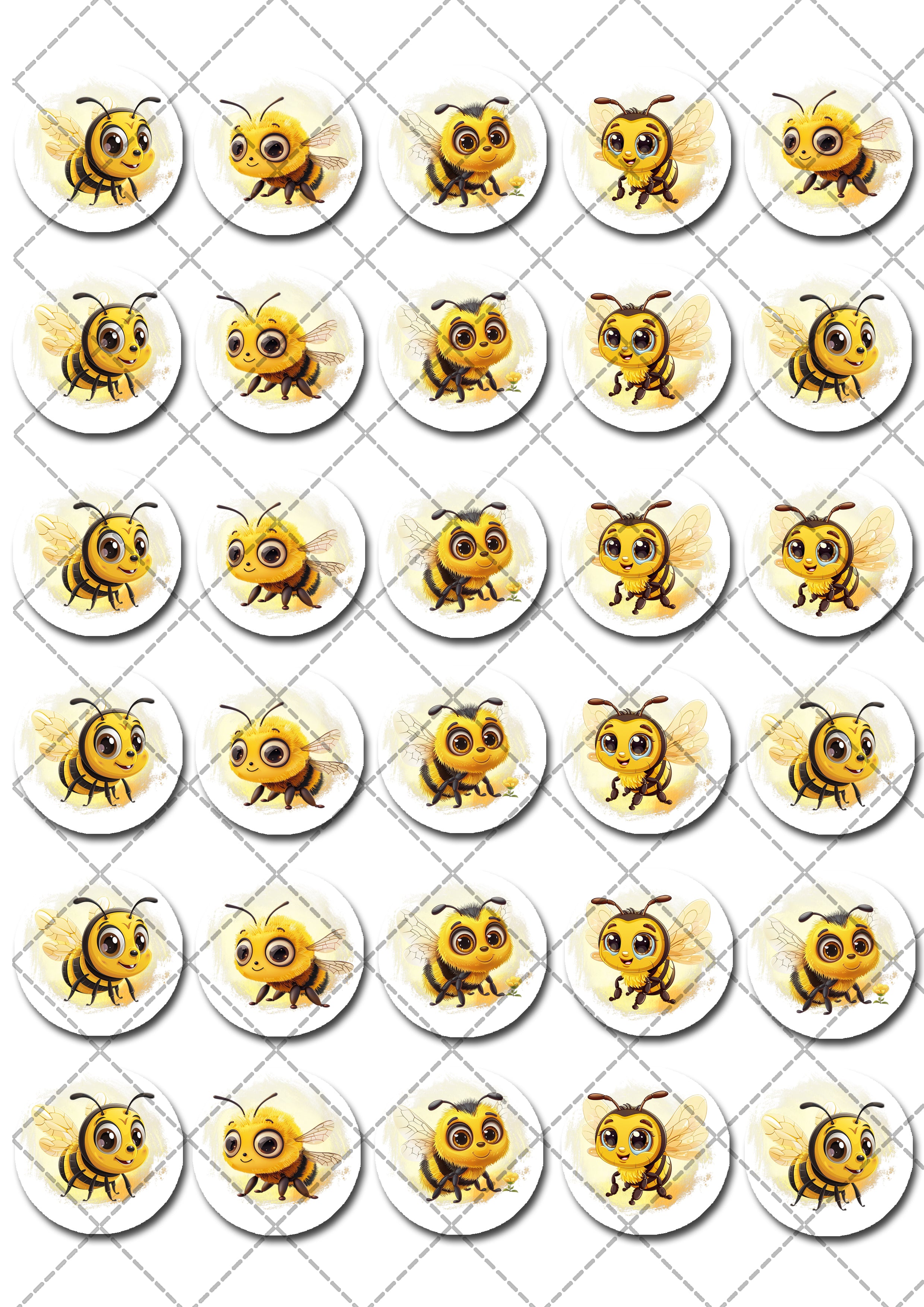 Bees Bumblebee Bee Pre-cut Mini Edible Cupcake or Cookie Toppers ...