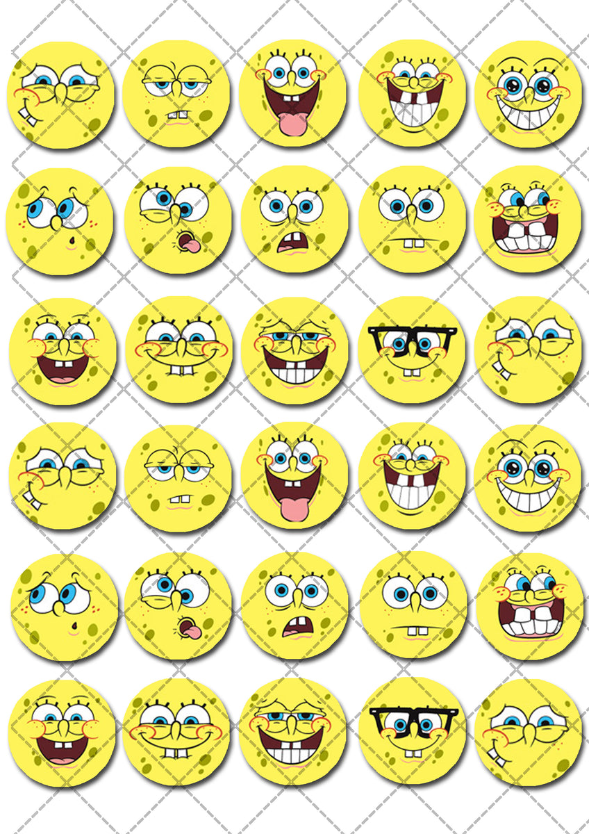 Spongebob Squarepants Pre-cut Mini Edible Cupcake or Cookie Toppers ...