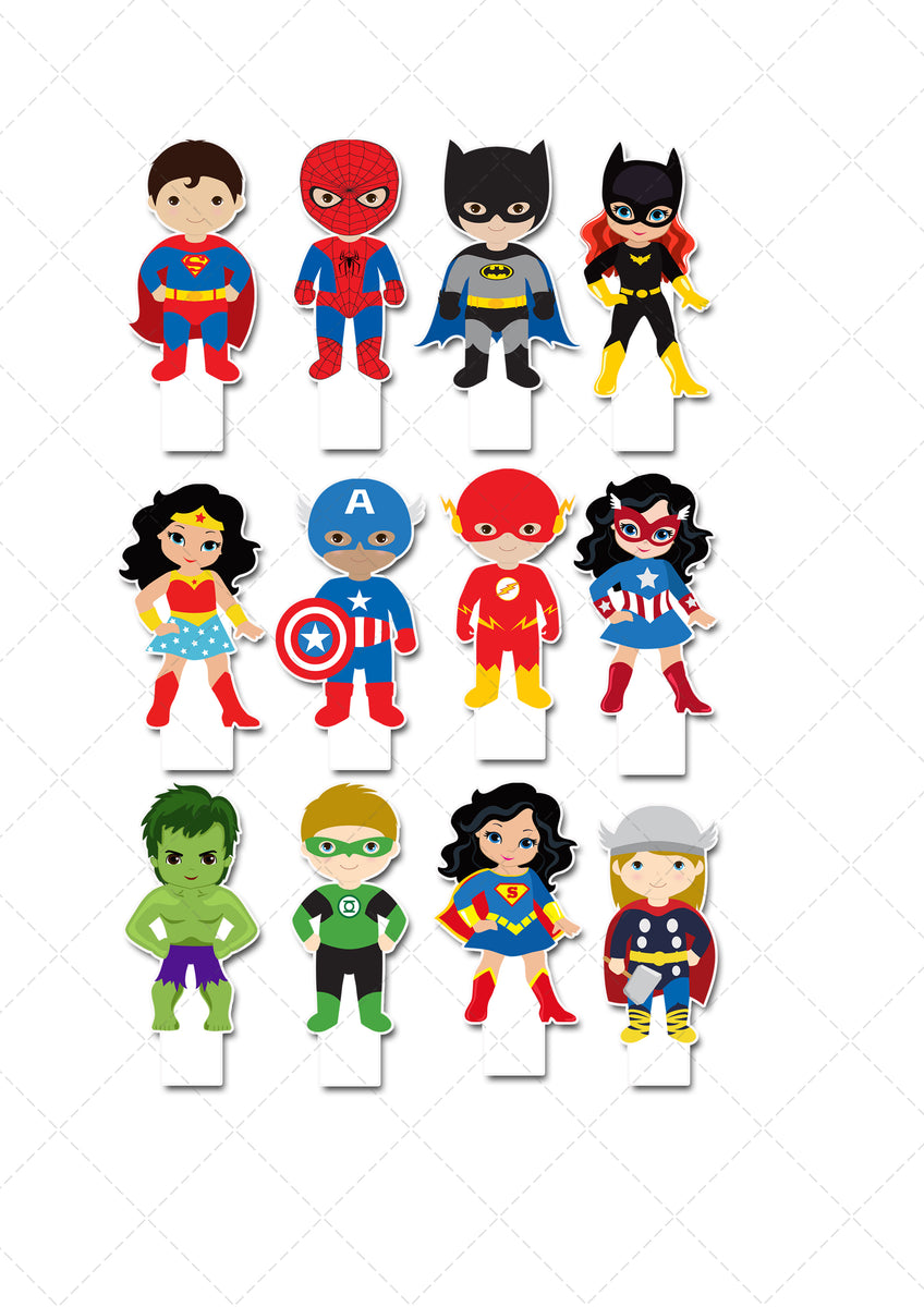 Superheroes Spiderman Superman Pre-cut Edible Stand-Up Wafer Card Cupc ...