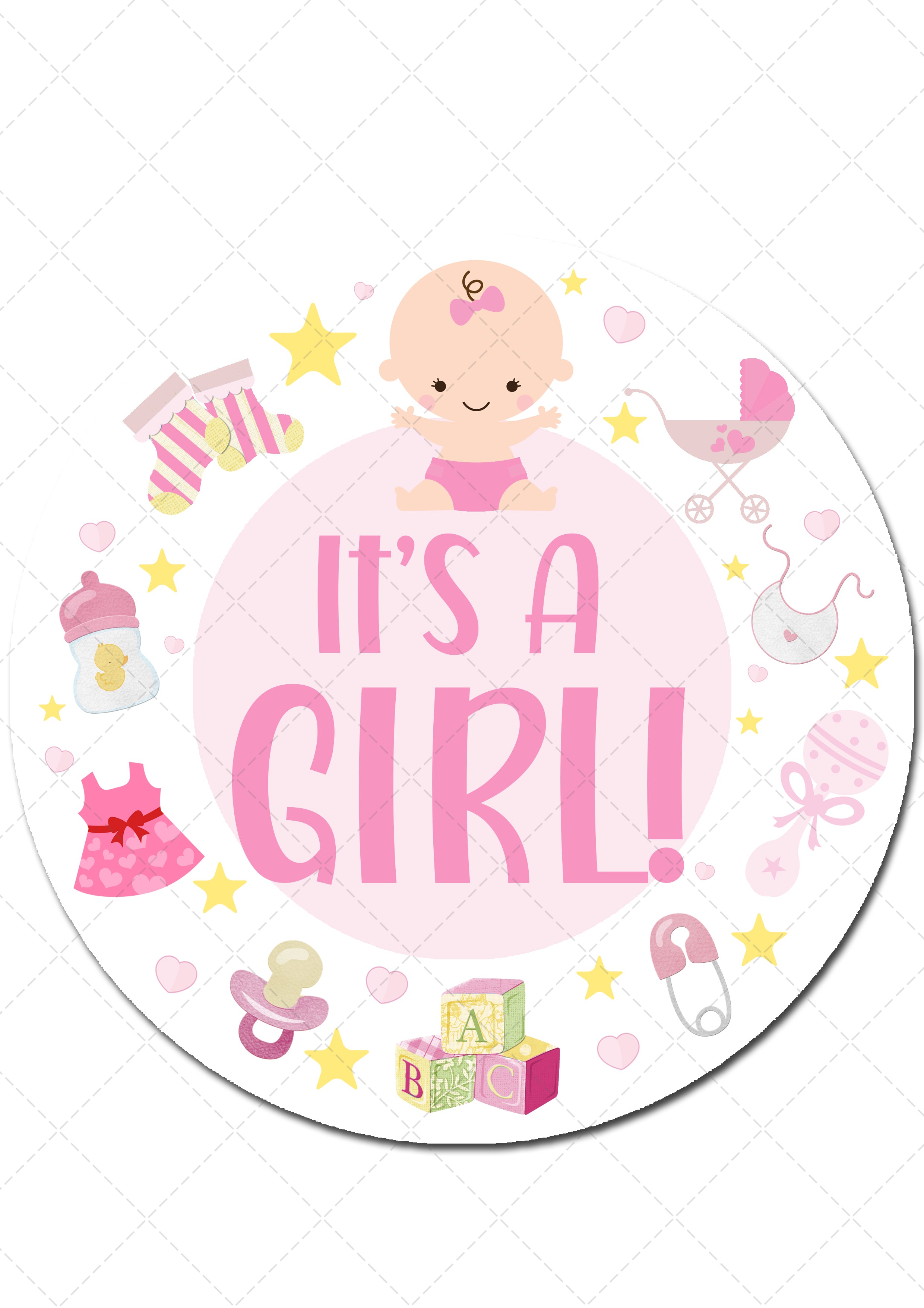 Baby Girl Round Edible Cake Topper – Deezee Designs