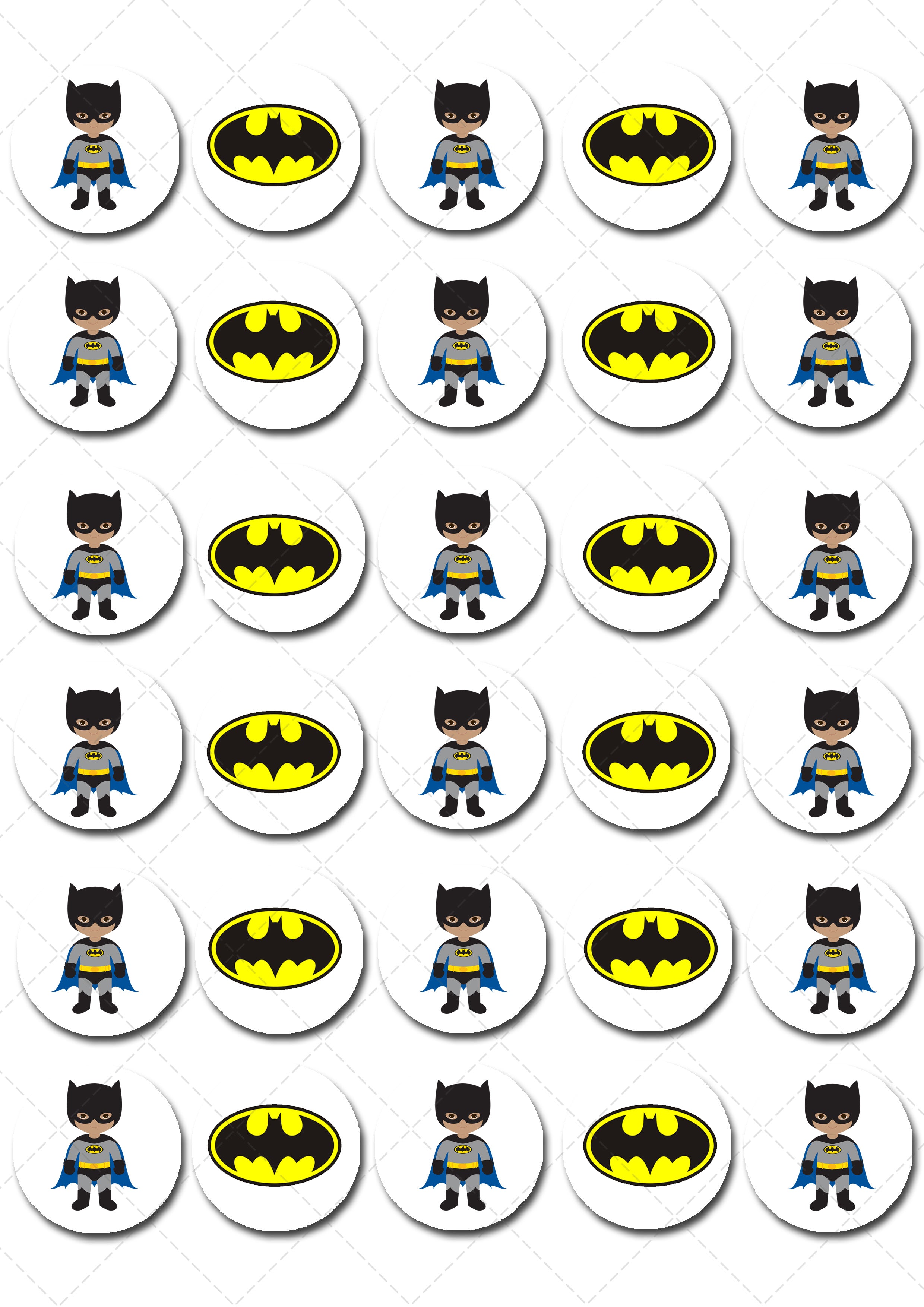 Batman Superhero Pre-cut Mini Edible Cupcake or Cookie Toppers – Deezee ...
