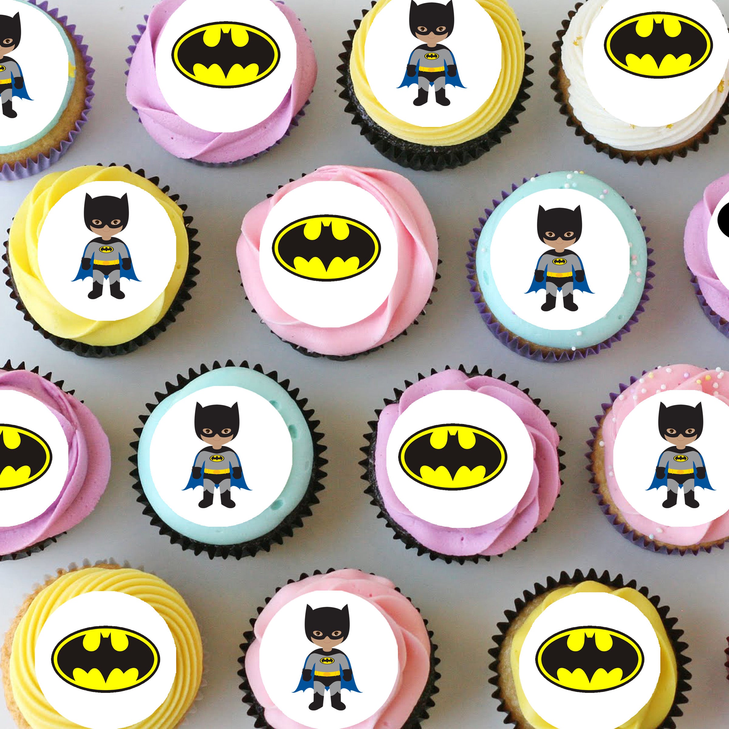 Batman Superhero Pre-cut Mini Edible Cupcake or Cookie Toppers – Deezee ...