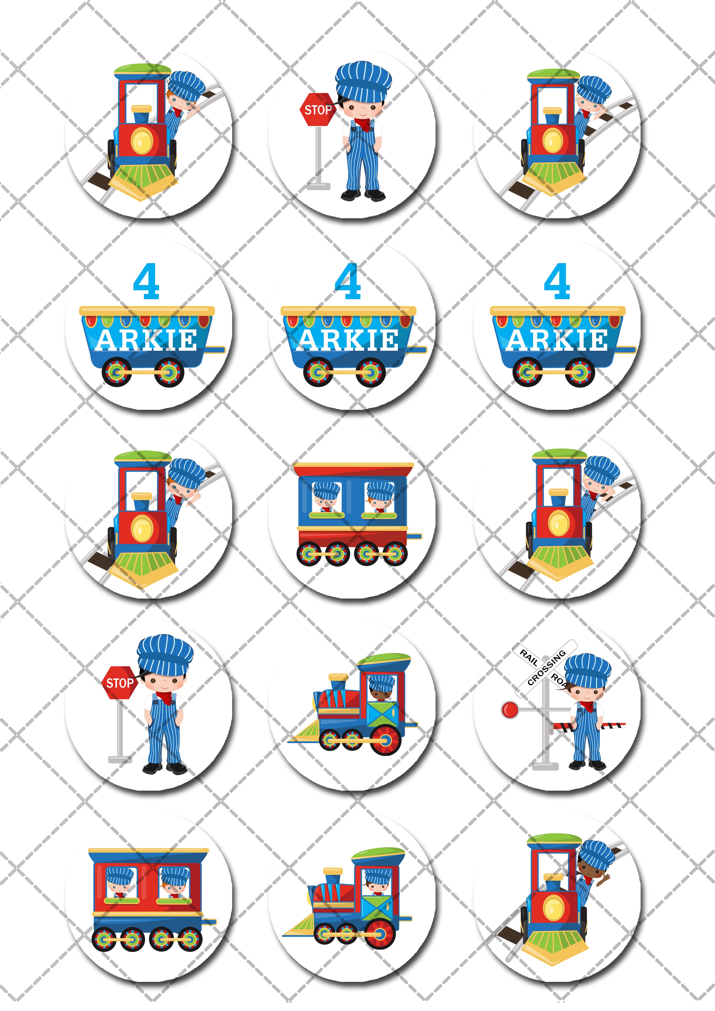 Train Conductor Pre-cut Edible Icing Cupcake or Cookie Toppers – Deezee ...