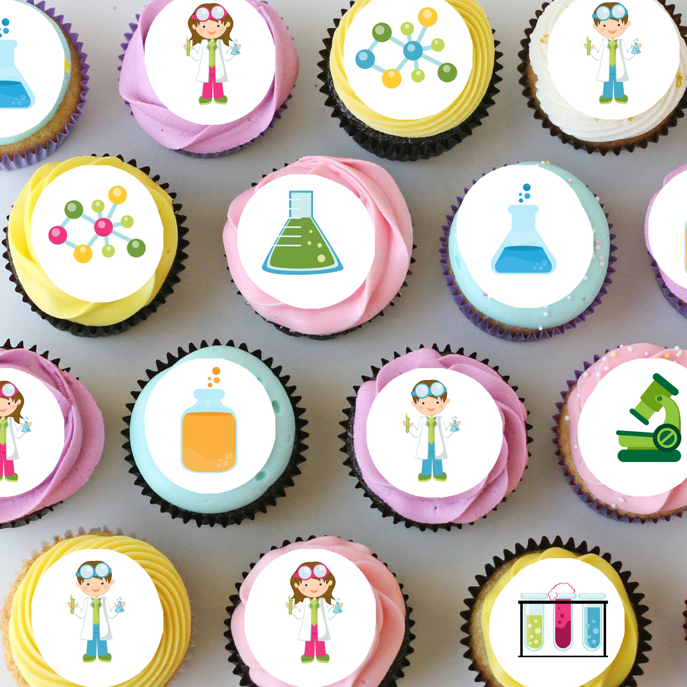 Science Scientist Pre-cut Mini Edible Cupcake or Cookie Toppers ...