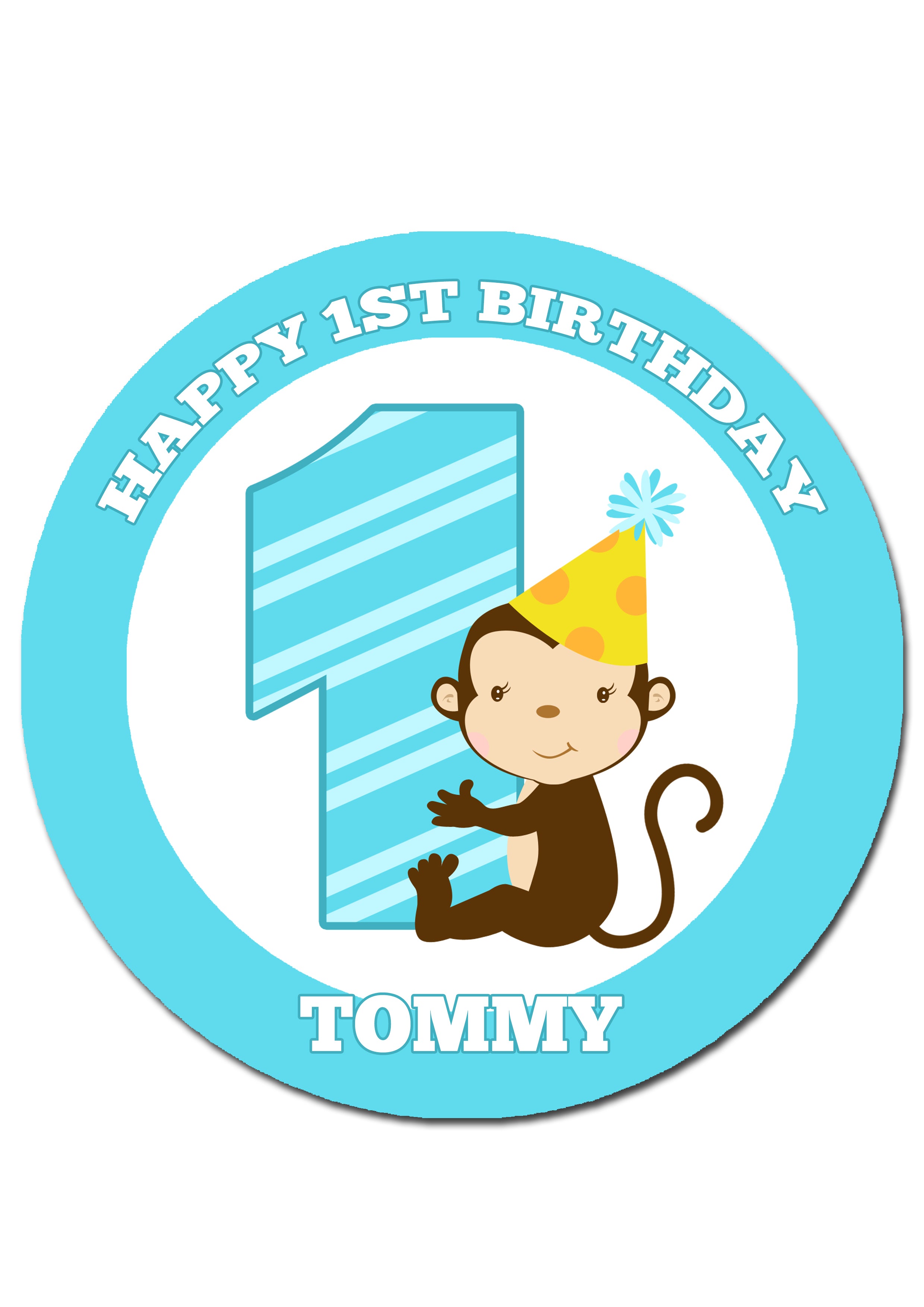 Cute Monkey Round Edible Cake Topper – Deezee Designs