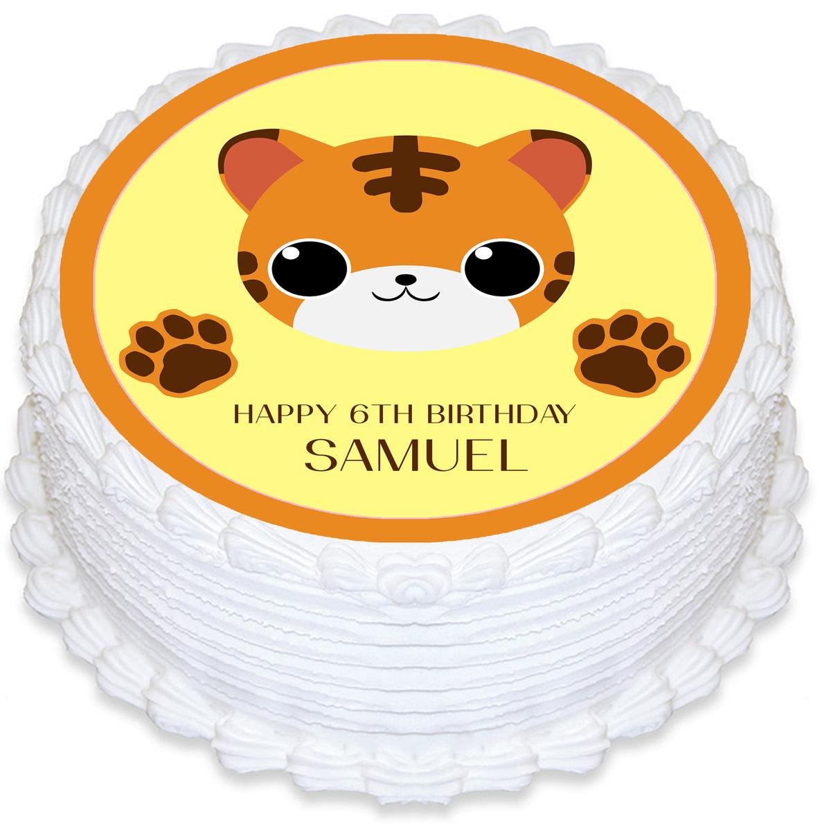 Cute Tiger Cub Round Edible Cake Topper – Deezee Designs