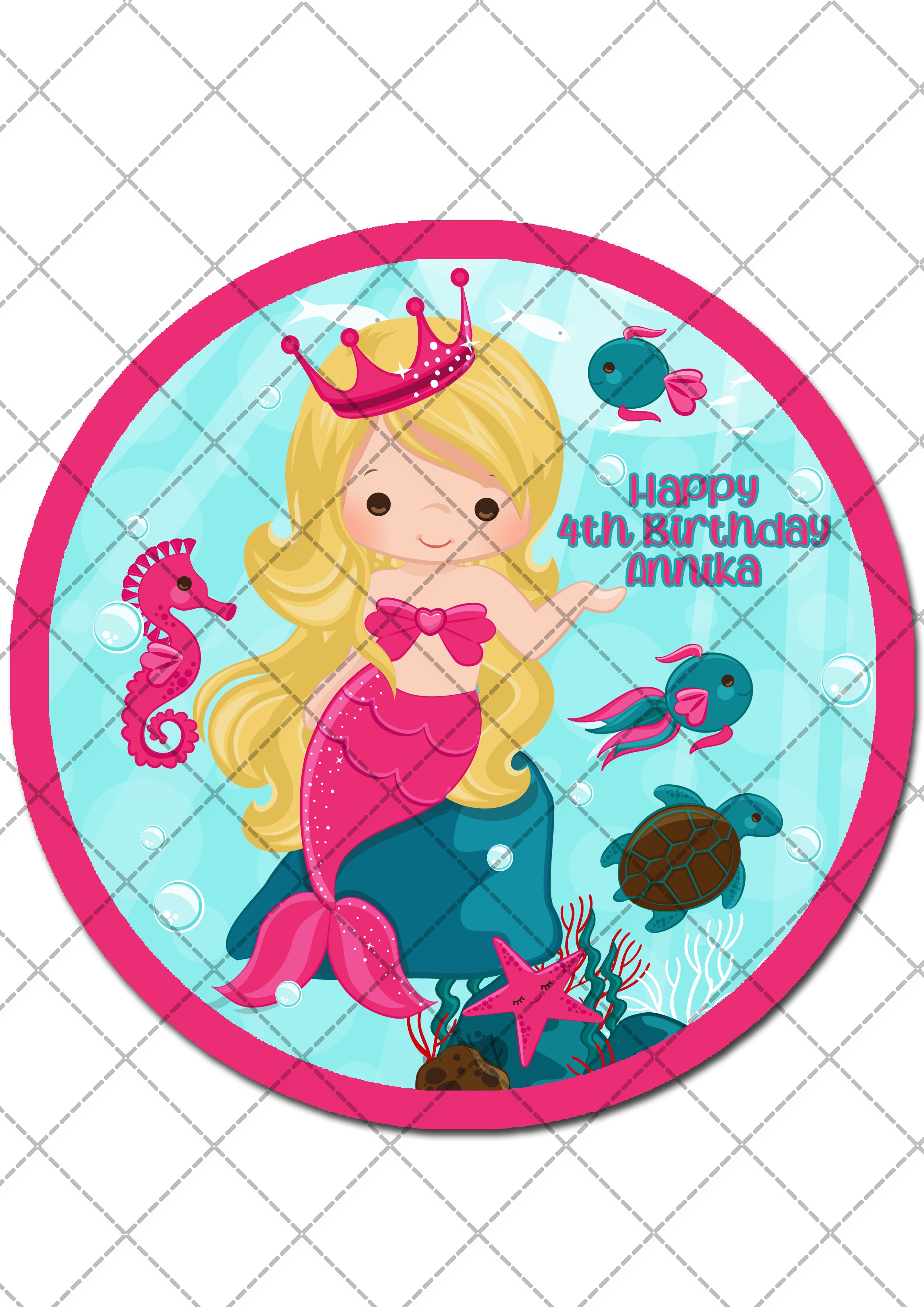 Mermaid Under the Sea Round Edible Icing Cake Topper – Deezee Designs