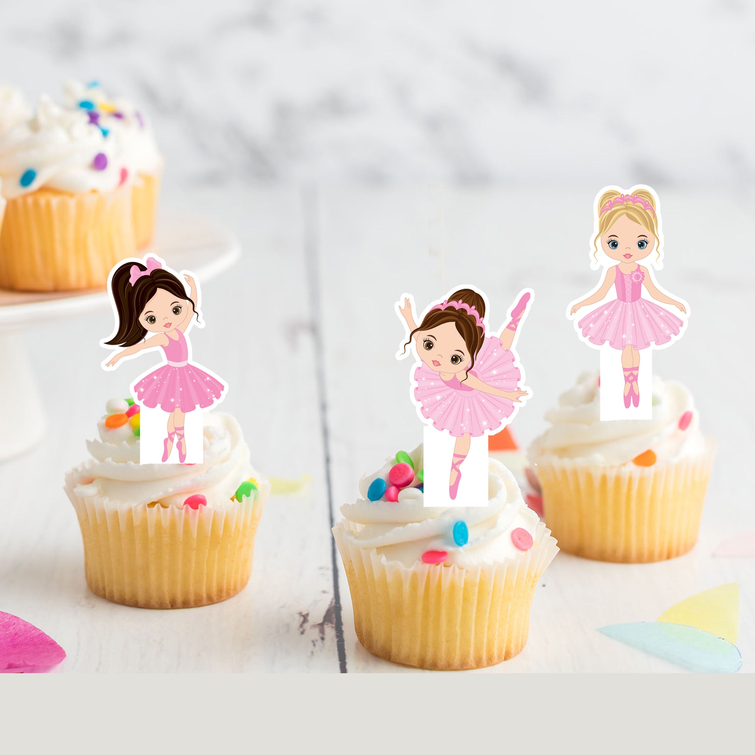 Ballerina Dance Pre-cut Edible Stand-Up Wafer Card Cupcake Toppers ...