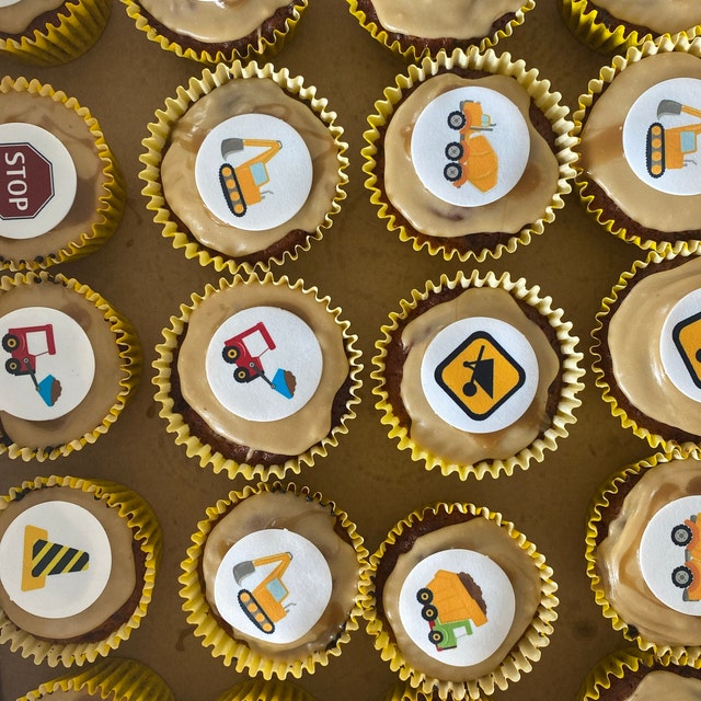 Construction Pre-cut Mini Edible Cupcake or Cookie Toppers – Deezee Designs